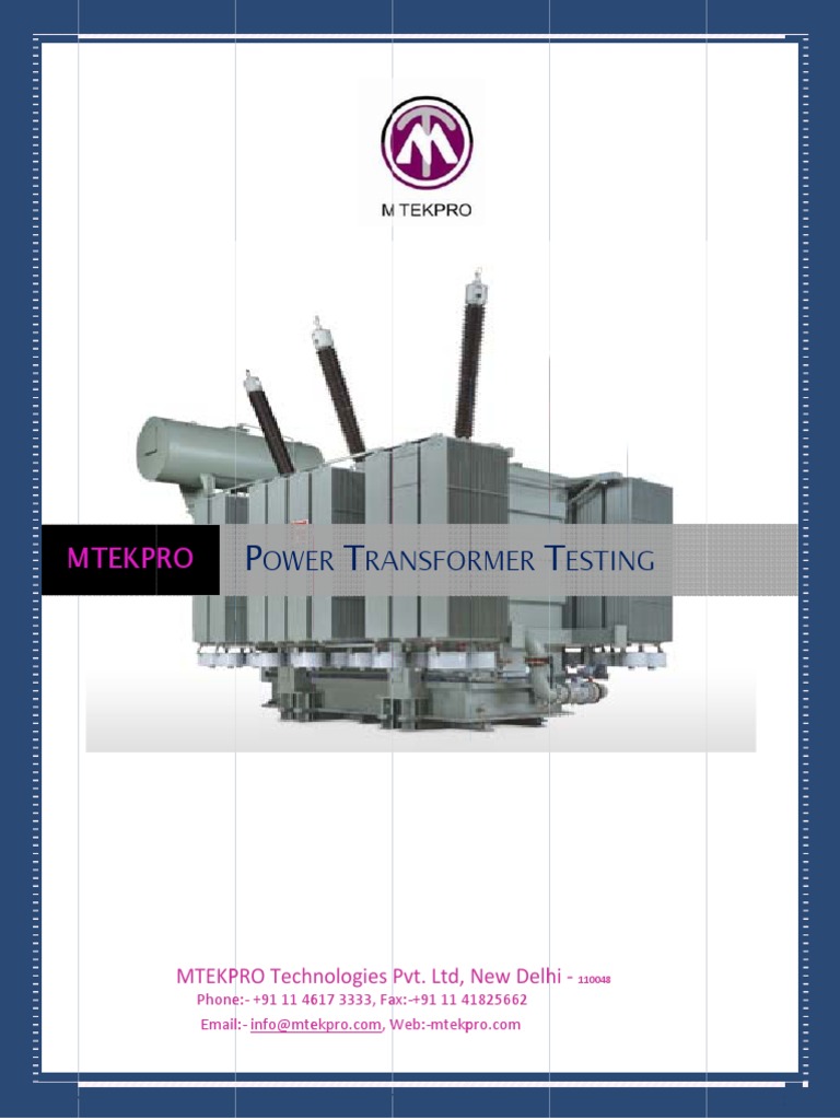 Power Transformer Testing Procedures | PDF | Transformer | Electrical ...