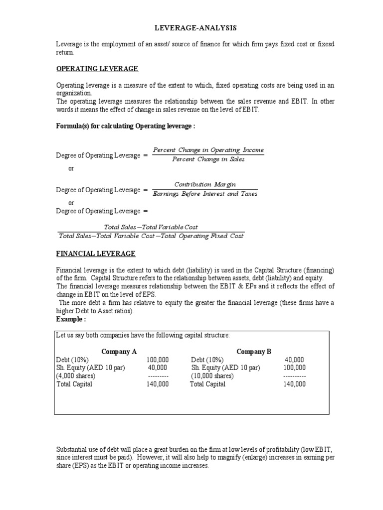 Leverage | PDF | Leverage (Finance) | Capital Structure