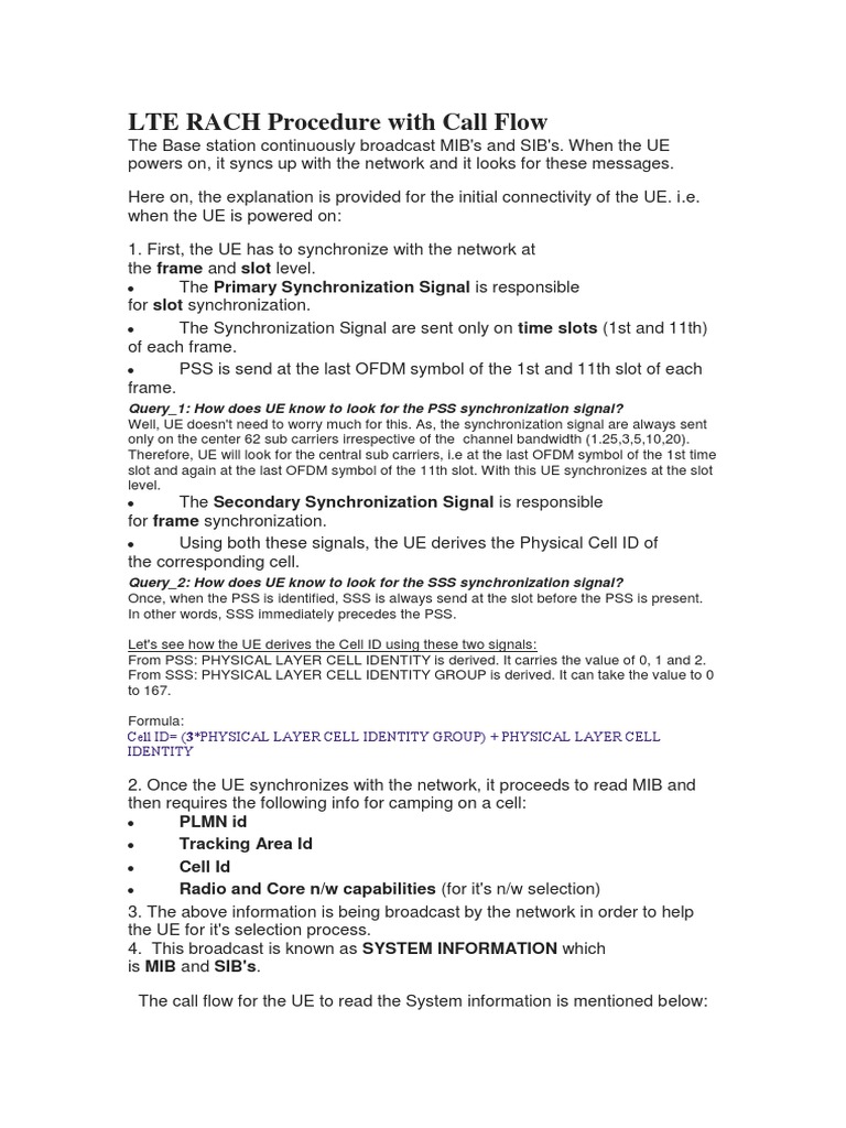 LTE RACH Procedure With Call Flow | PDF | Orthogonal Frequency Division ...