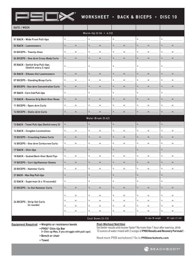 Worksheet Back & Biceps Disc 10: Date / Week | PDF | Human Anatomy ...