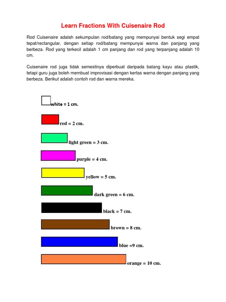 Learn Fractions With Cuisenaire Rod | PDF | Pecahan (Matematika ...