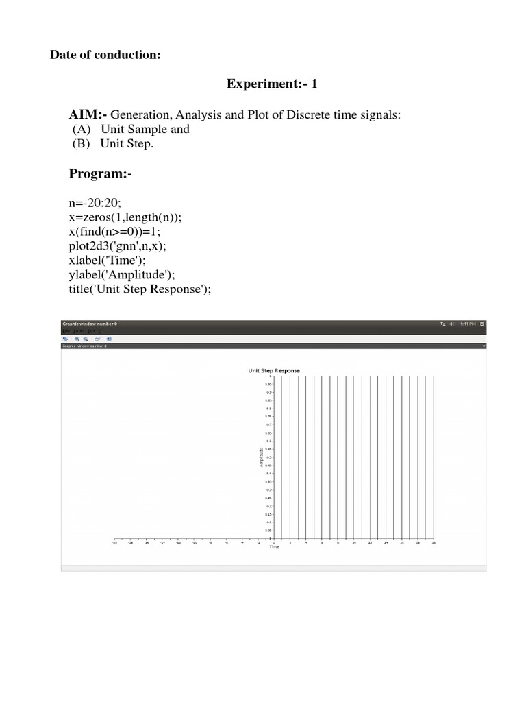 Experiment:-1 AIM:-: Generation, Analysis and Plot of Discrete Time ...