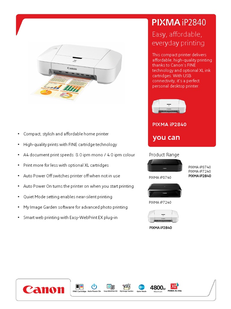 Canon PIXMA Ip2840 Inkjet Photo Printer | PDF | Printer (Computing ...