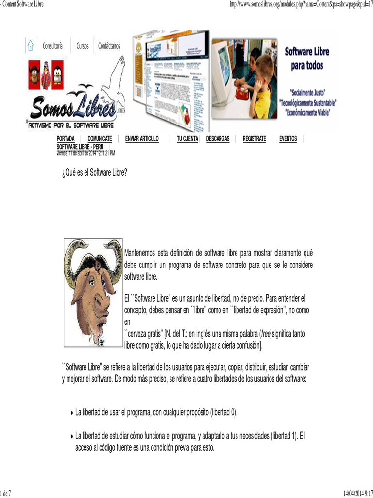 4 Libertades - Software Libre | PDF | Software libre | Programa de computadora