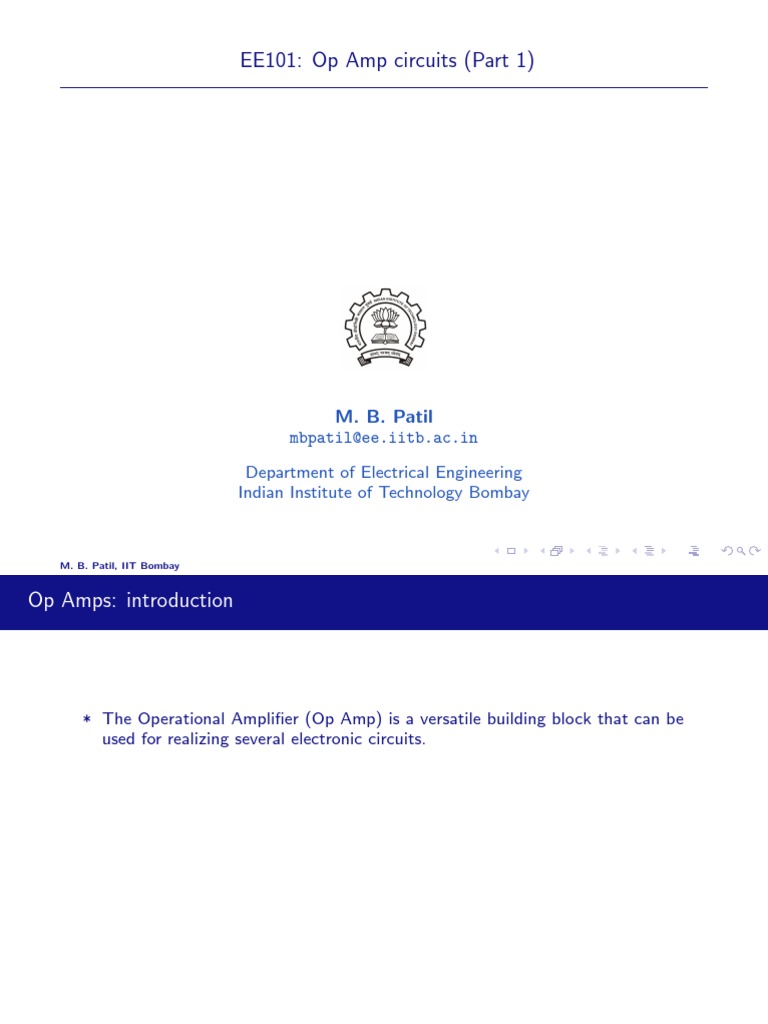 Ee101 Opamp 1 | PDF | Operational Amplifier | Amplifier