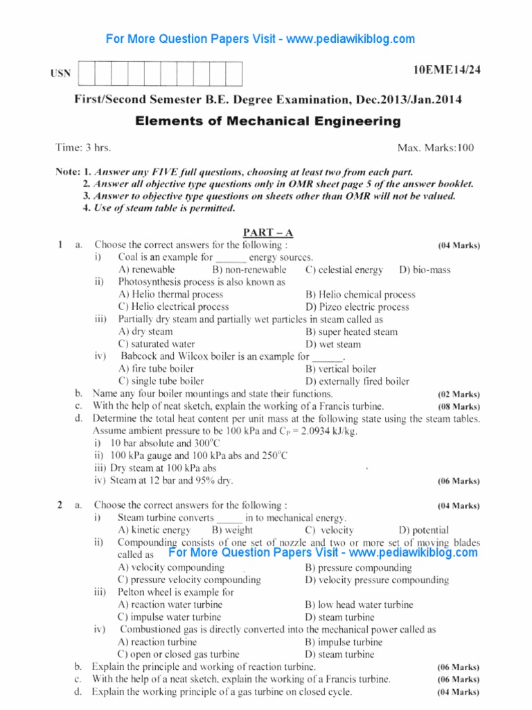 Mechanical Engineering Exam Paper 2013-14 | PDF | Gear | Steam