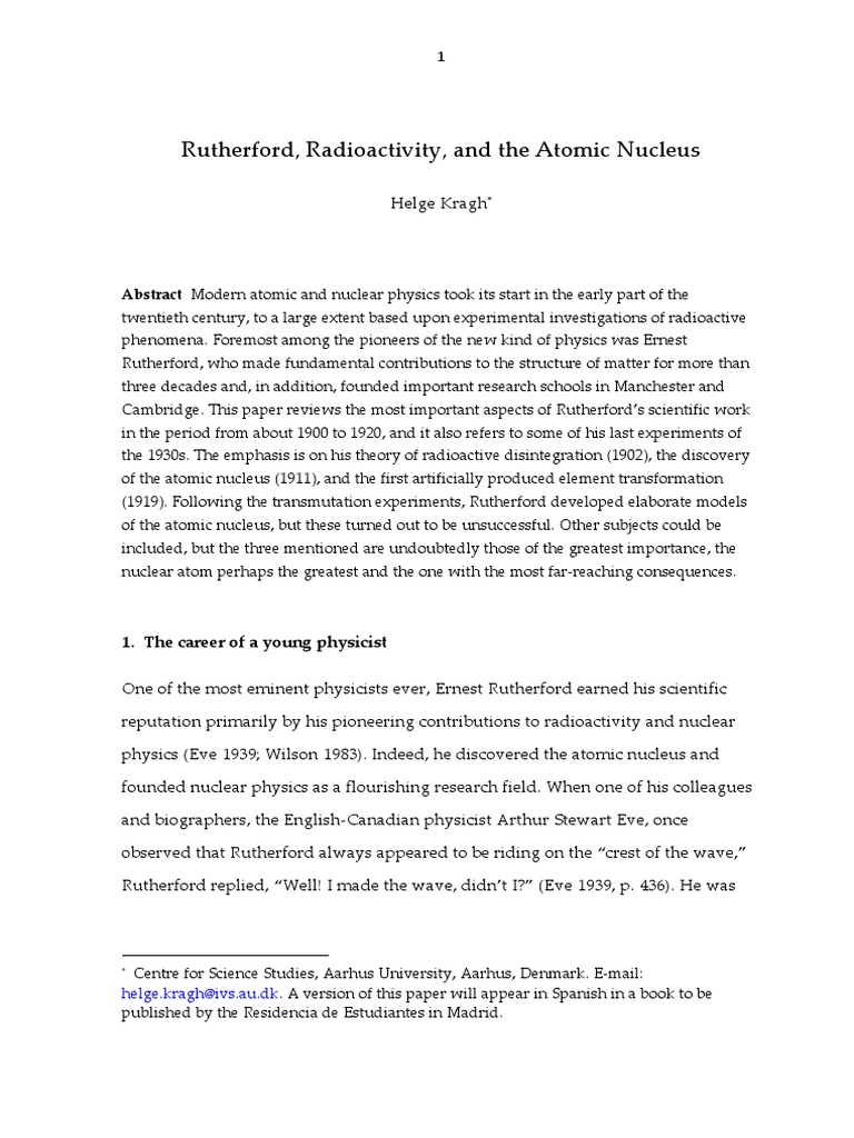 The Discovery of Radioactivity and the Atomic Nucleus: Ernest ...