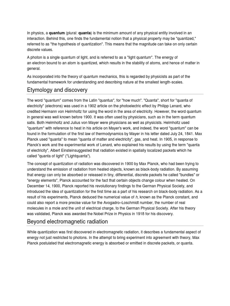Etymology and Discovery | PDF | Quantum | Quantum Mechanics