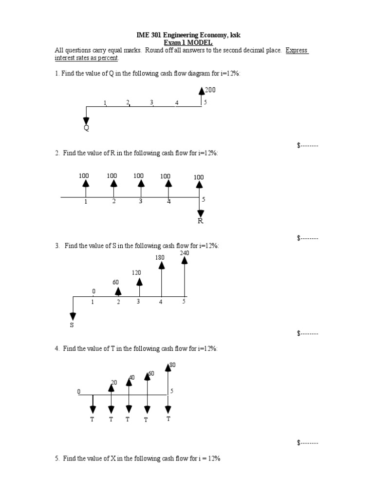 Engineering Economy Exam 1 Model Questions | PDF