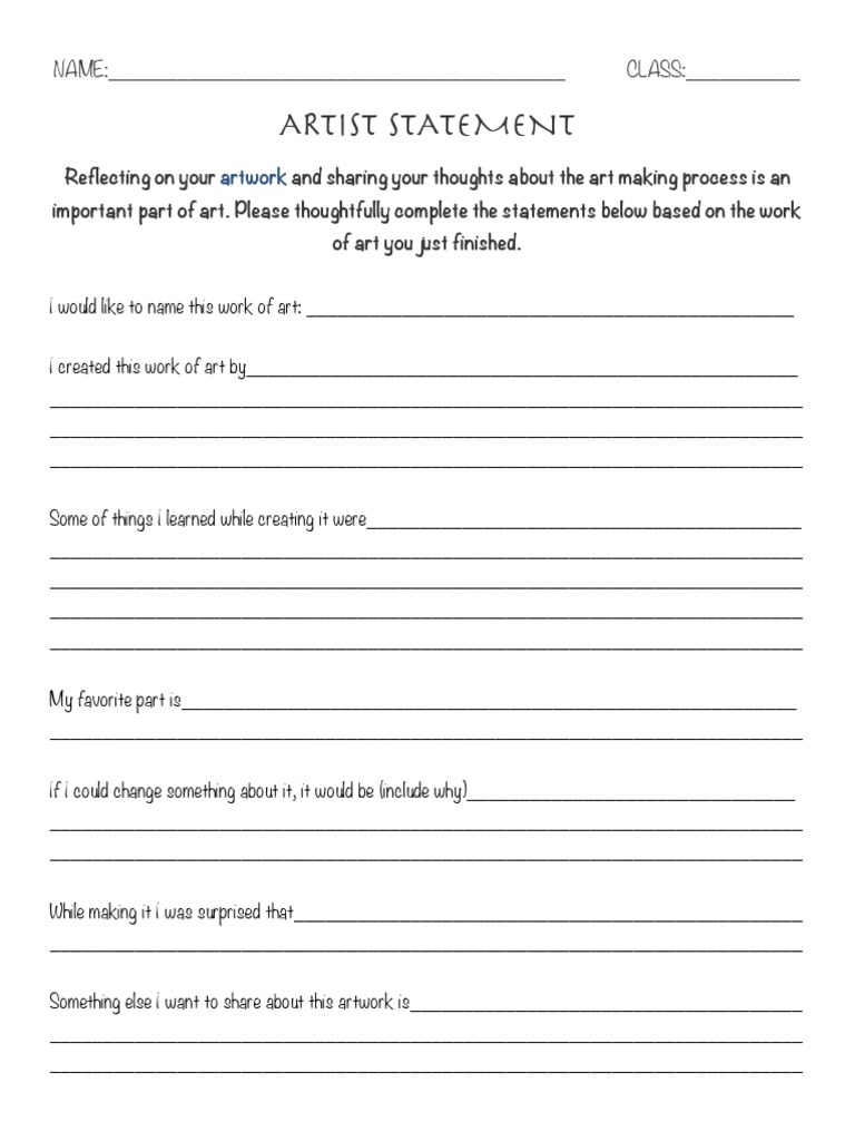 Artist Statement-Fill in | PDF