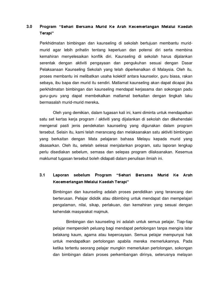 Laporan Program Kaunseling | PDF