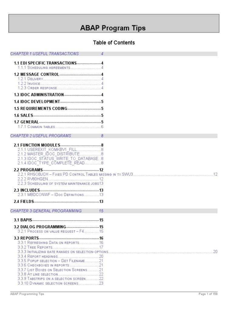ABAP Program Tips v3 | PDF | Windows Registry | Portable Document Format