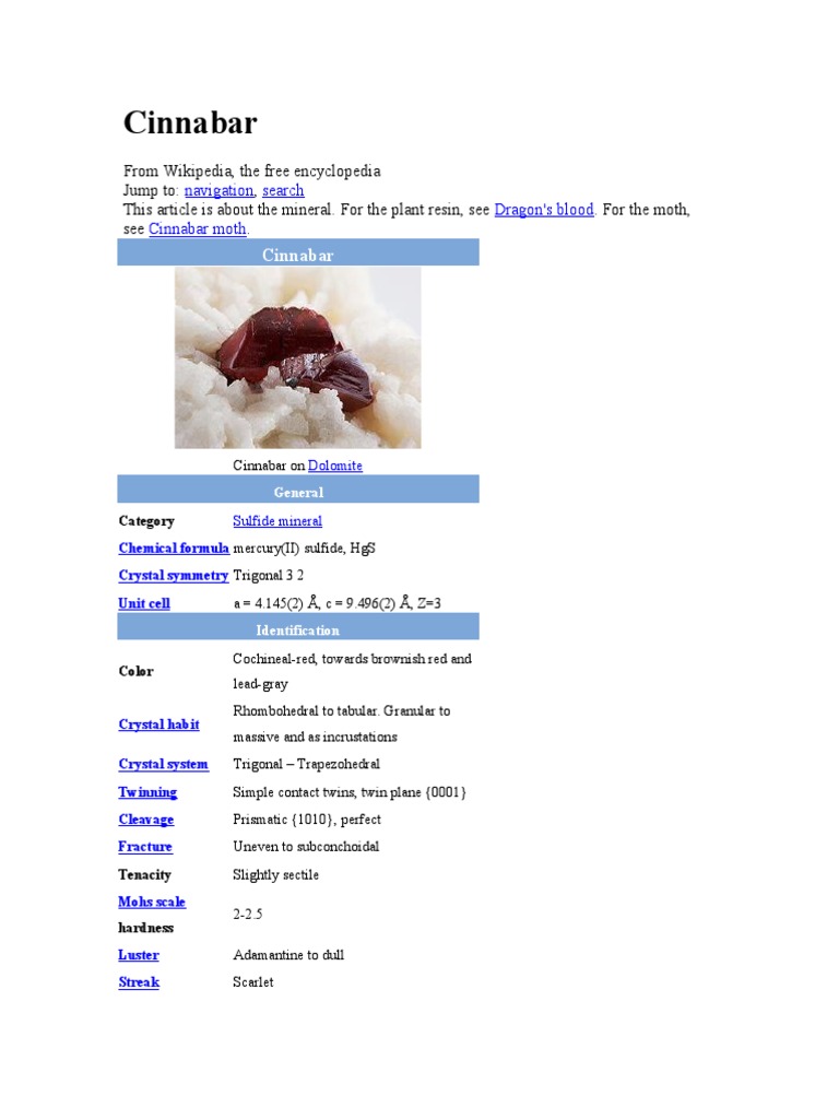 Cinnabar | PDF | Mineralogy | Minerals