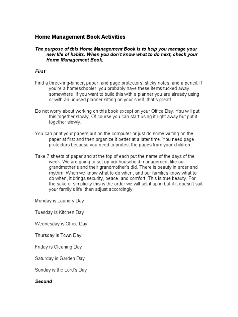 Home Management Book How To | PDF | Foods