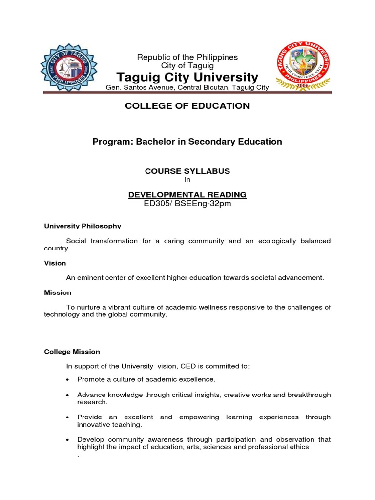 Developmental Reading Syllabus | PDF | Reading Comprehension | Reading ...