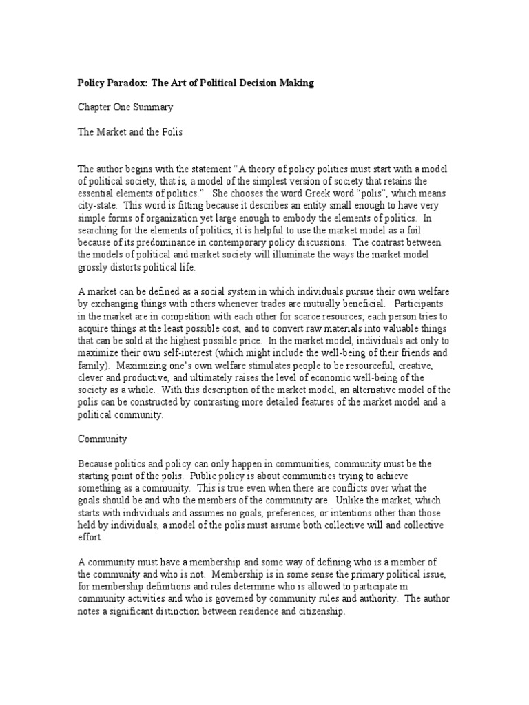 Policy Paradox. The Art of Political Decision Making | PDF | Community ...