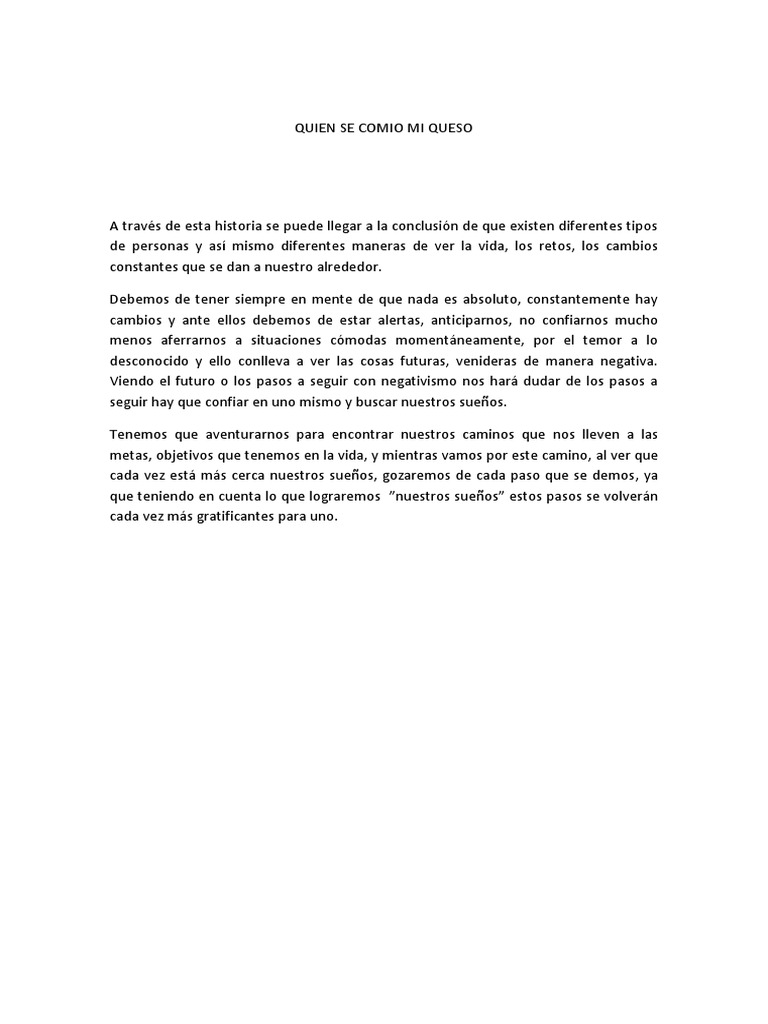 Quien Se Comio Mi Queso | PDF