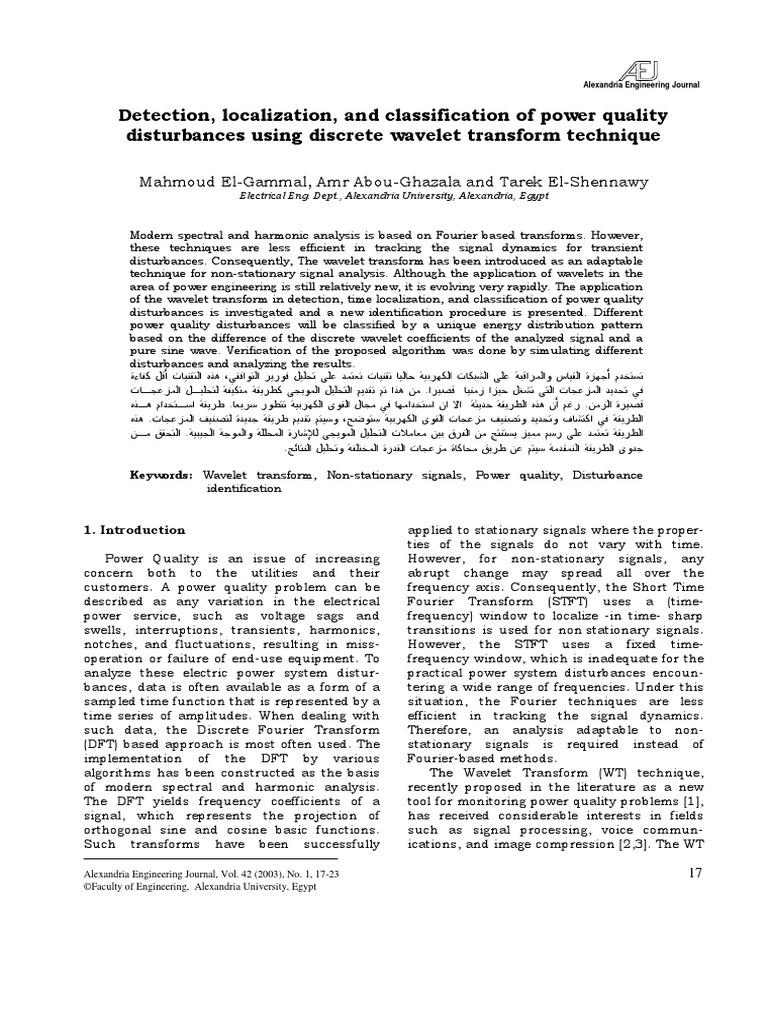 Detection Localization And Classification Of Power Quality Using Discrete Wavelet Transform Pdf