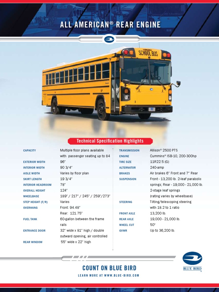 Blue Bird All American Rear Engine School Bus | PDF | Suspension ...