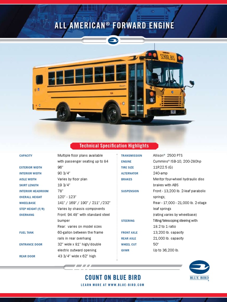 Blue Bird All American Forward Engine School Bus | PDF | Suspension ...