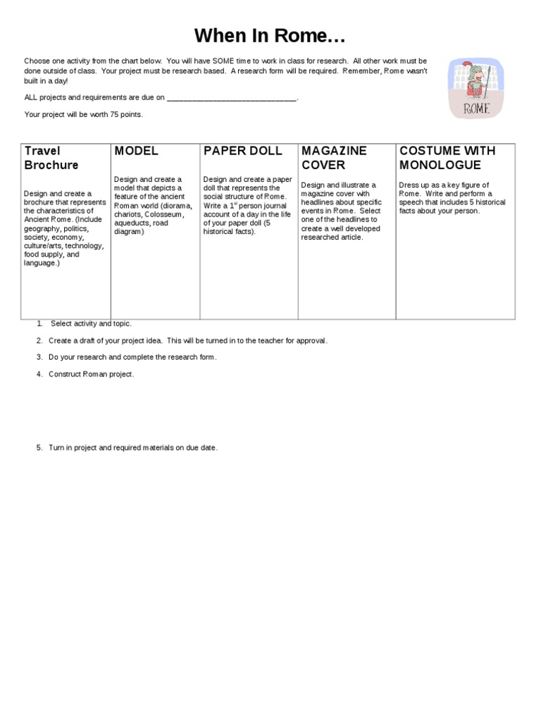 Ancient Rome Project Guidelines | PDF