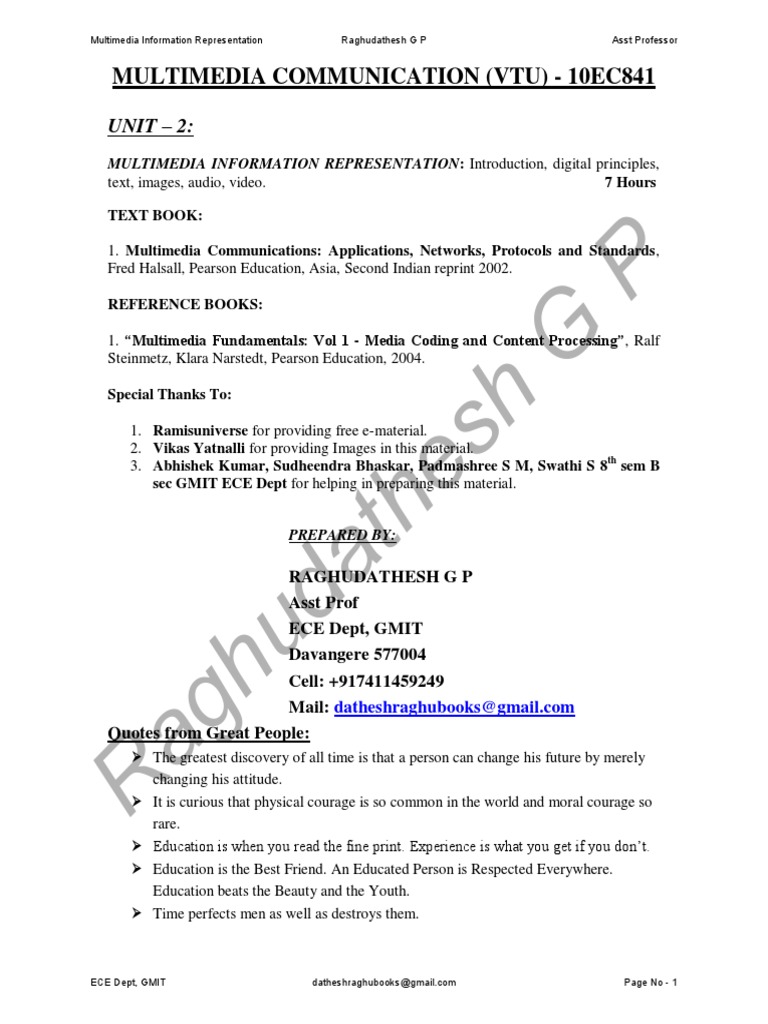 Multimedia Communication Vtu Unit 2 | PDF | Markup Language | Sampling (Signal Processing)