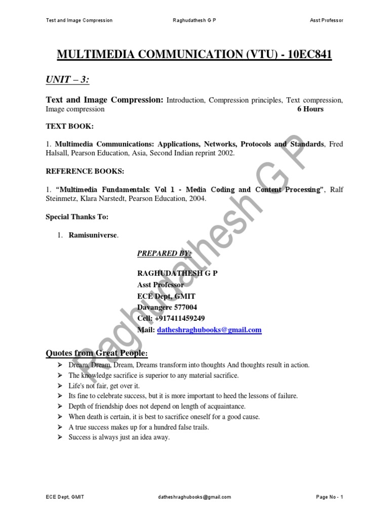 Multimedia Communication Vtu Unit 3 | PDF | Data Compression | String (Computer Science)