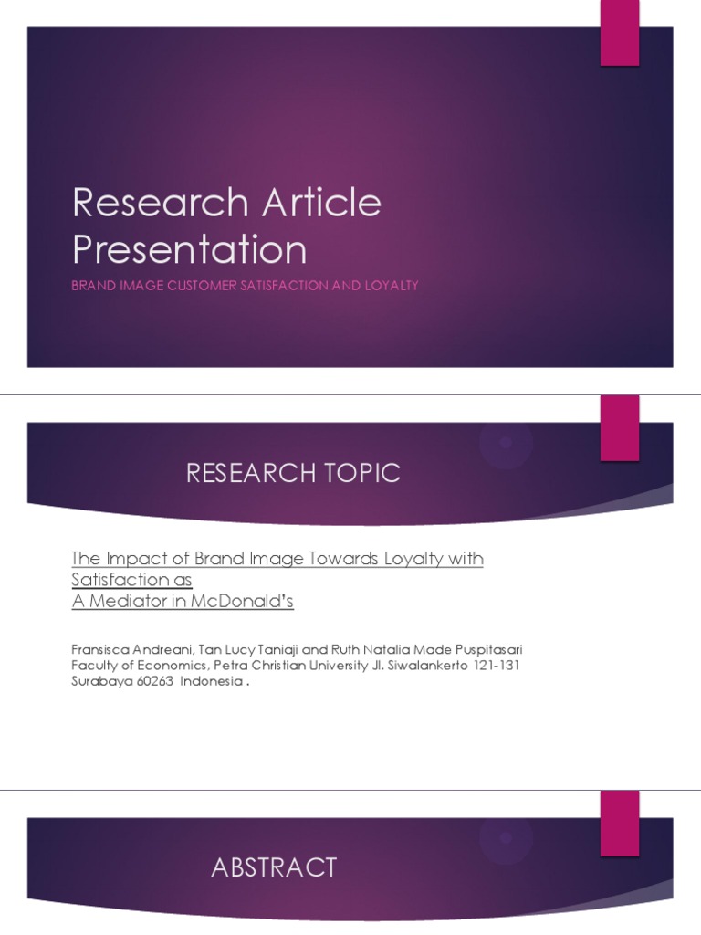 Research Article Presentation | PDF | Fast Food Restaurants | Brand