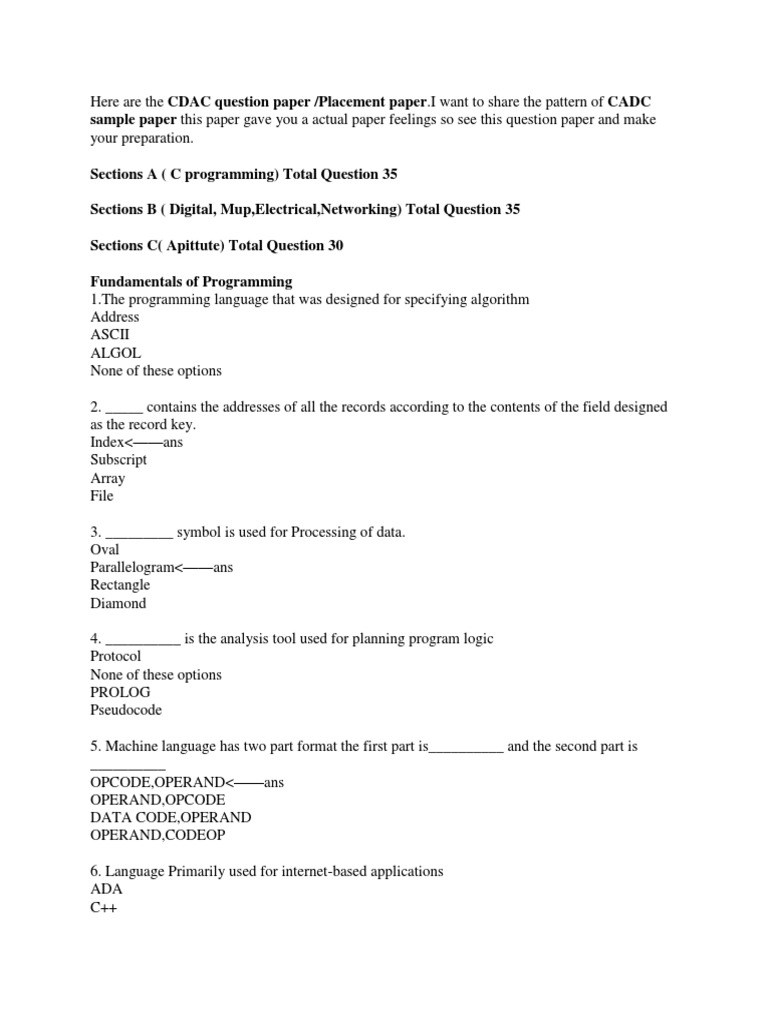 Cdac Sample Paper Pdf Inheritance Object Oriented Programming Object Computer Science