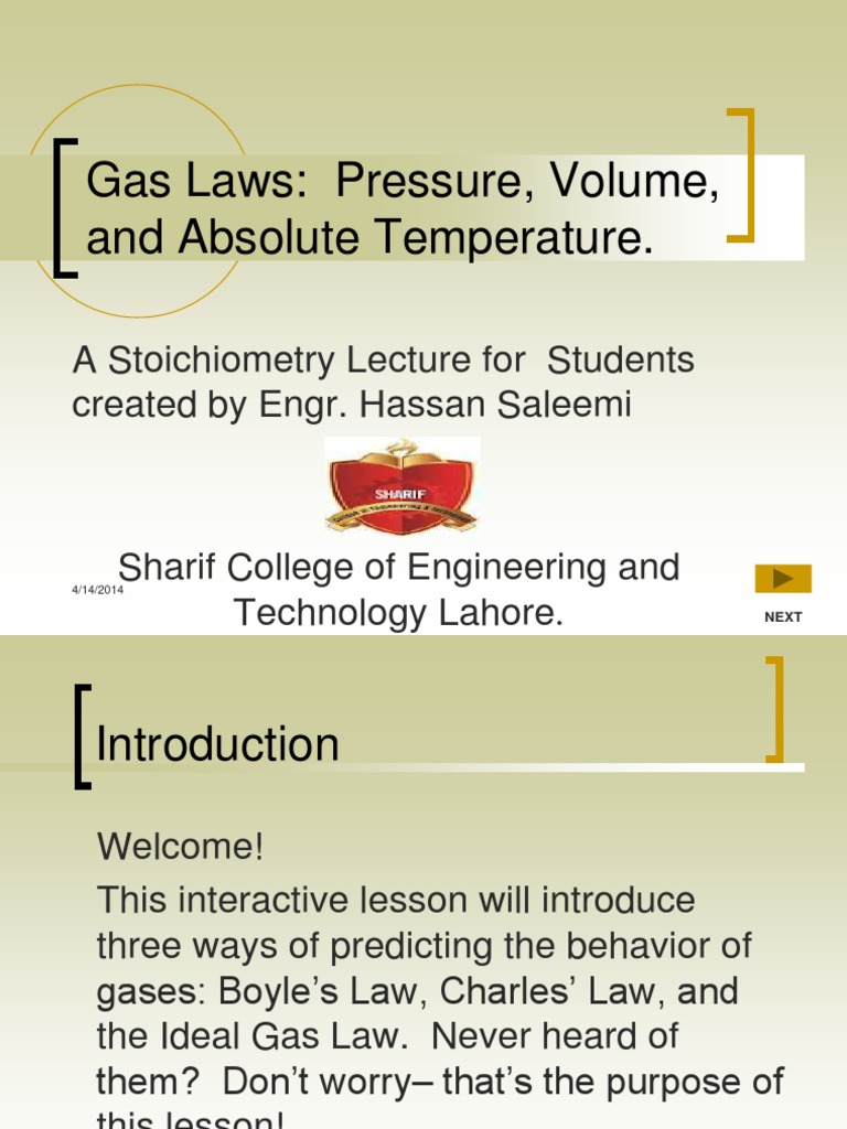 Gas Laws: Pressure, Volume, and Absolute Temperature | PDF | Gases ...