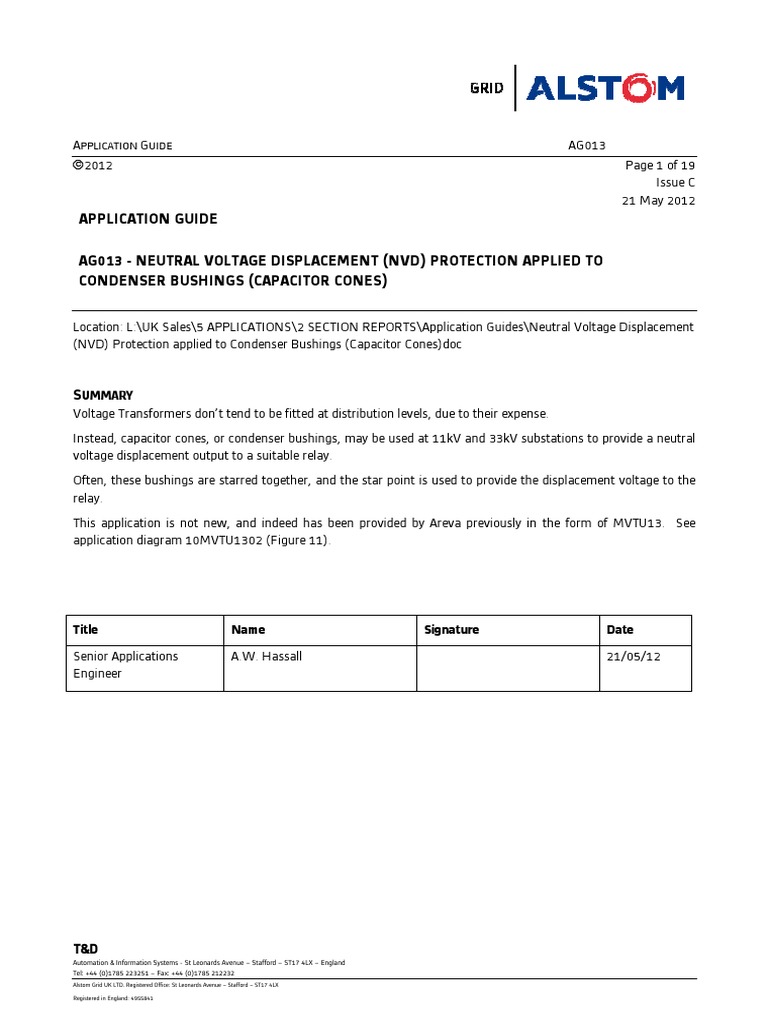 Neutral Voltage Displacement - Application Guide | PDF | Electrical ...