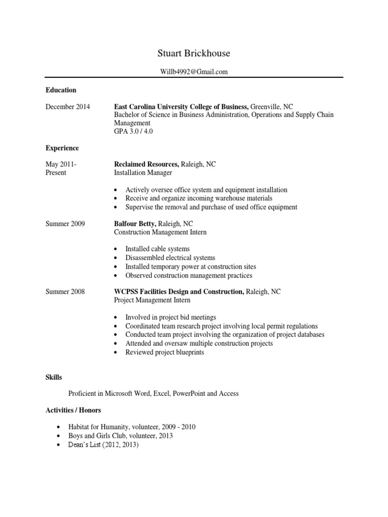 Stuart Brickhouse Resume Final | PDF
