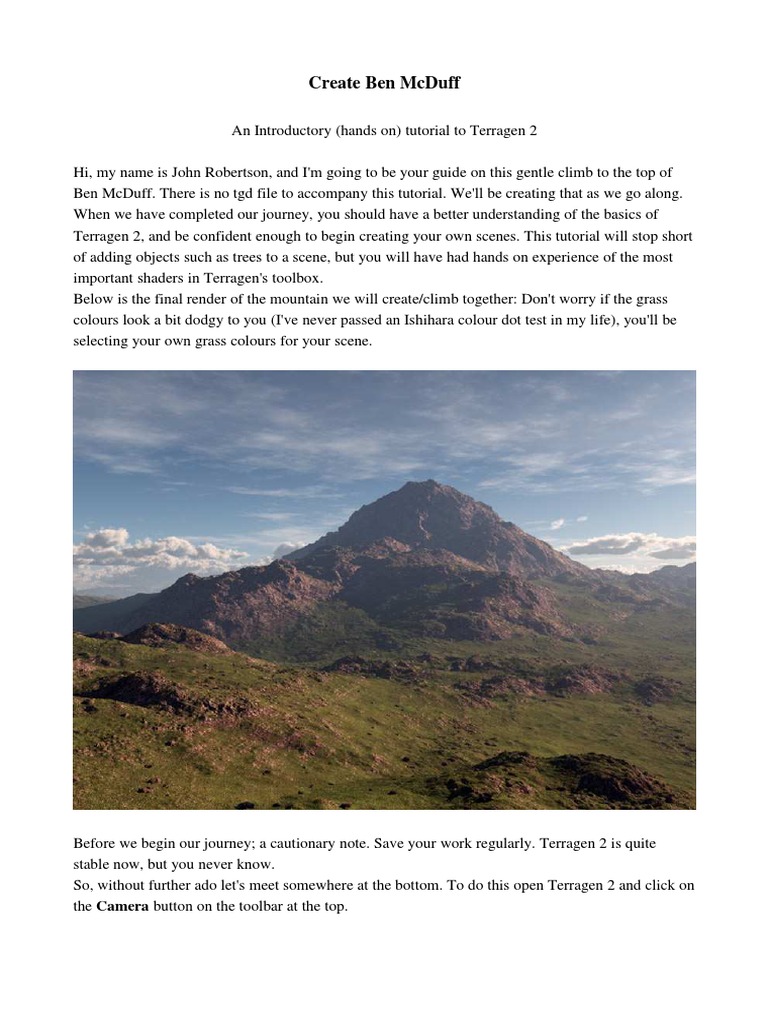 Terragen 2 Beginner Tutorial | PDF | Cloud | Surface Roughness