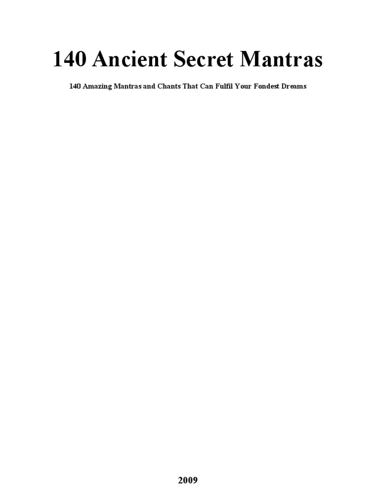140 Ancient Secret Mantras | PDF | Chakra | Mantra