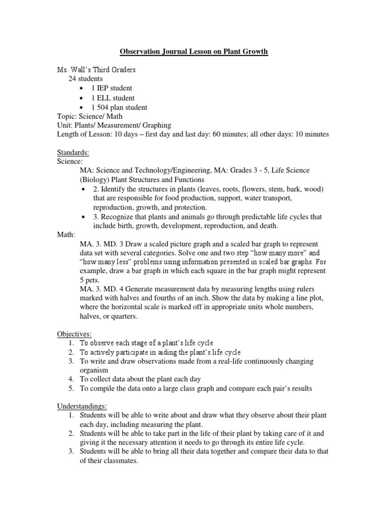 Plant Growth Observation Journal Guide | PDF | Flowers | Seed