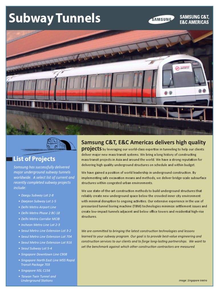 Subway Tunnels Data Sheet PDF | PDF | Tunnel | Rapid Transit