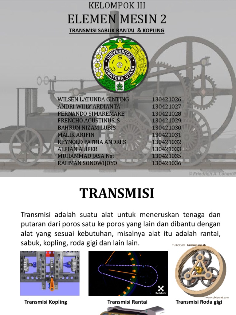 Transmisi Daya Sabuk Cain Rantai Kopling Lengkap USU Plus Gif Animasi | PDF