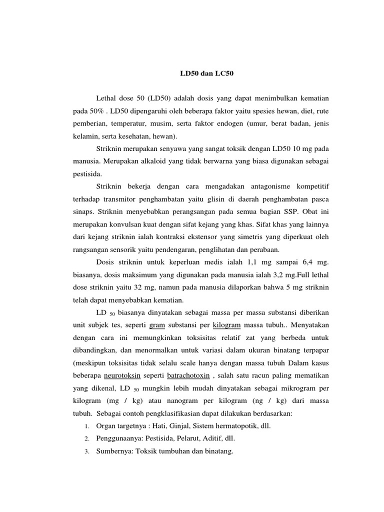 Memahami LD50 dan LC50 dalam Toksikologi | PDF