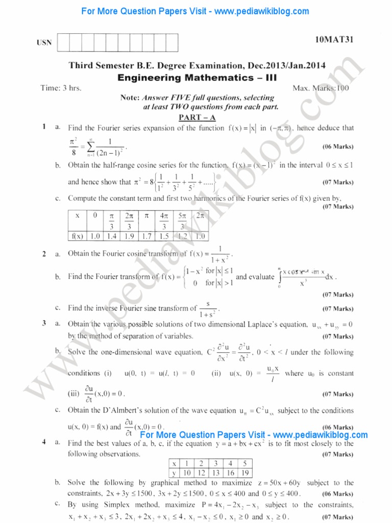 Engineering Mathematics 3 | PDF | Fourier Transform | Mathematical Objects