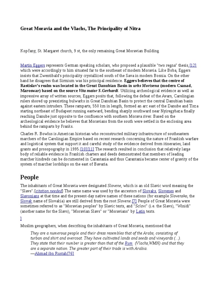 Great Moravia and The Vlachs, The Principality of Nitra | PDF | Slavs ...