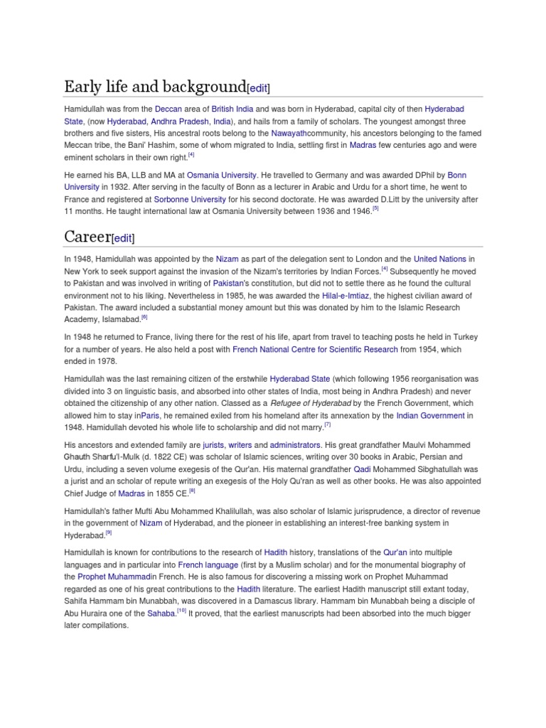 M Hamidullah Early Life and Background | PDF | Abrahamic Religions ...