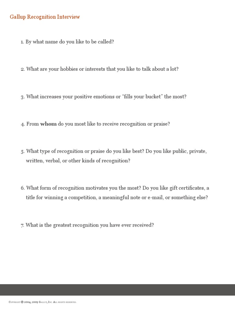 Gallup Recognition Interview | PDF