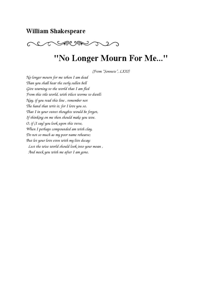 No Longer Mourn For Me | PDF