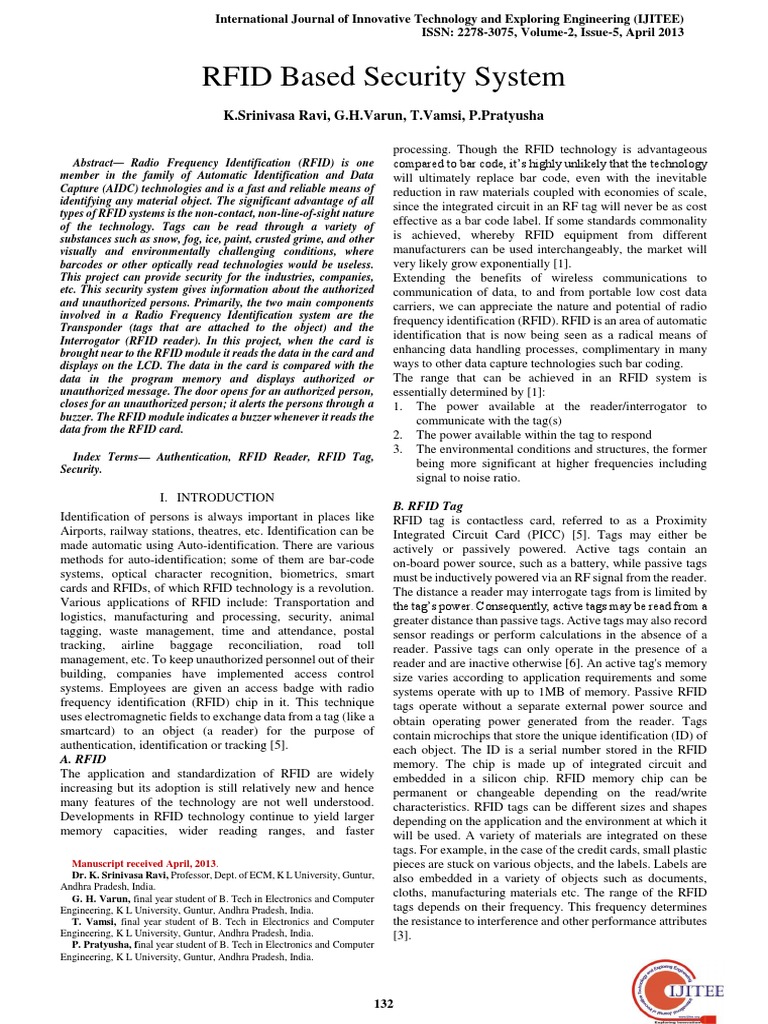 RFID Based Security System | PDF | Radio Frequency Identification | Rectifier