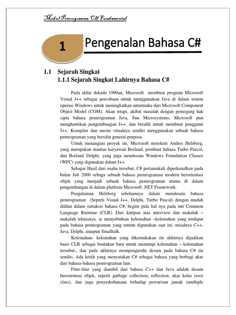 Modul Pemrograman Bahasa C# Fundamental | PDF | Seni | Teknologi & Rekayasa