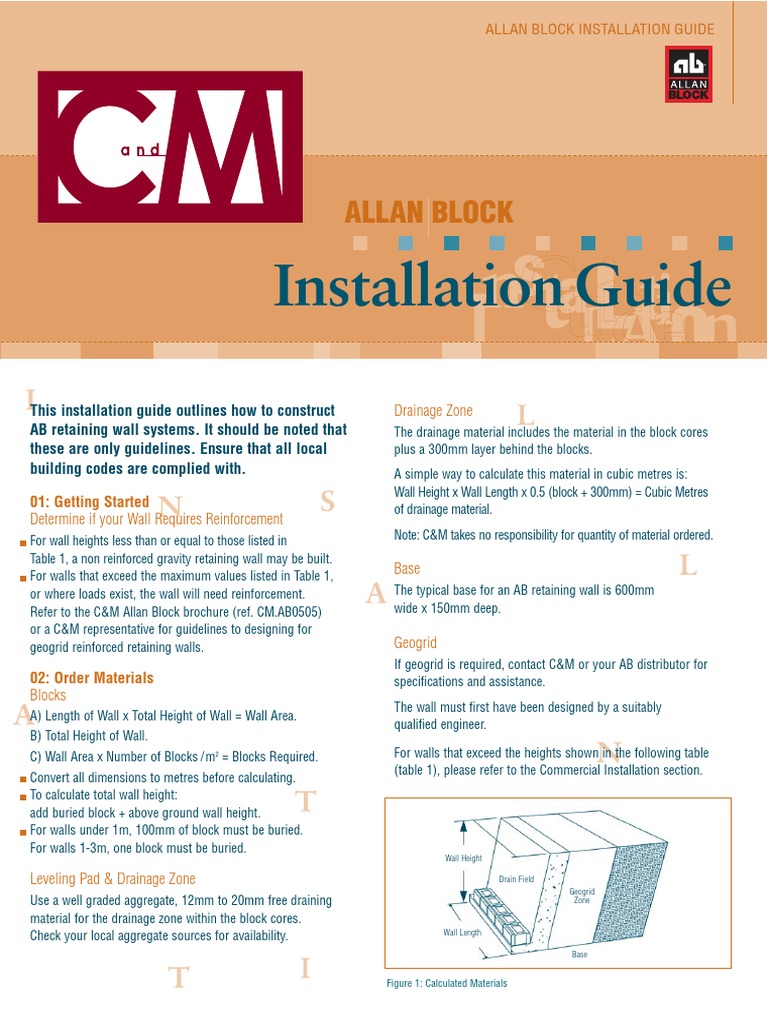 Allan Block Installation Guide | PDF | Drainage | Wall