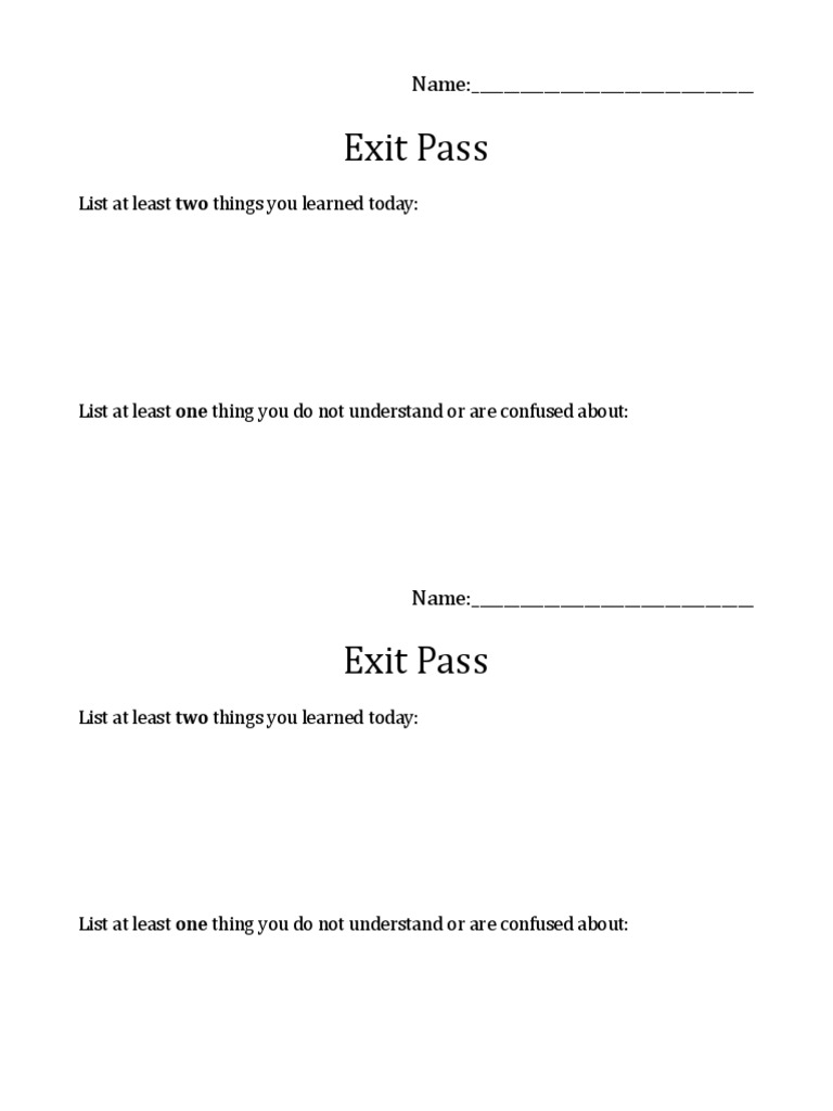 Exit Pass | PDF