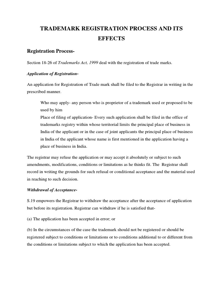Trademark Registration Process and Its Effects | PDF | Domain Name ...