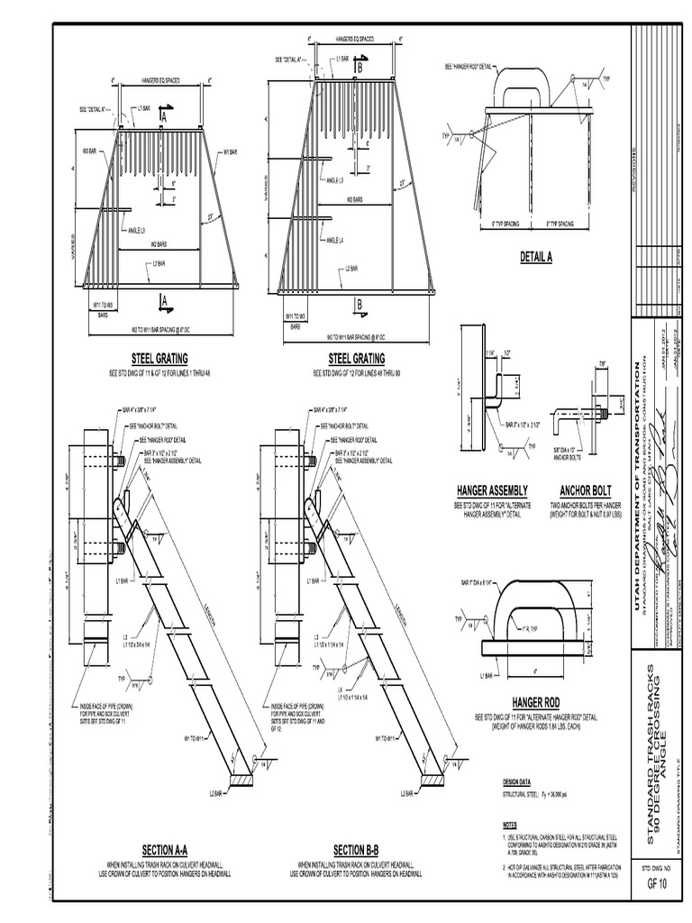 Standard Trash Rack Design Details | PDF