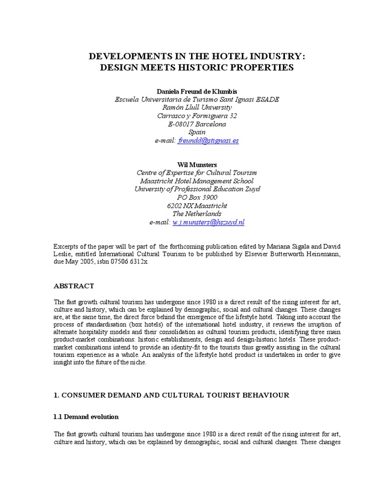 Development in The Hotel Industry | PDF